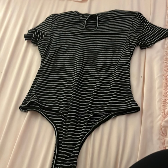 iris | Tops | Iris Black And White Striped Thong Bodysuit Wore Once | Poshmark
